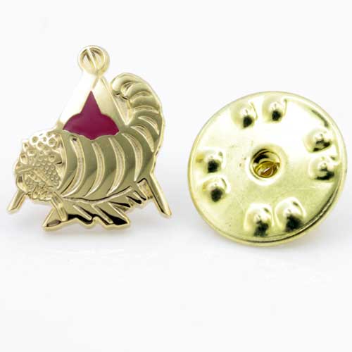 Gilt Metal and Enamel Cornucopia Horn of Plenty Lapel Pin - Regalia ...